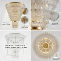 China Custom Size Water Droplet Chandelier Crystal Pendant Light Titanium Gold Stainless Steel 220V Hotel Villa Restaurant for sale
