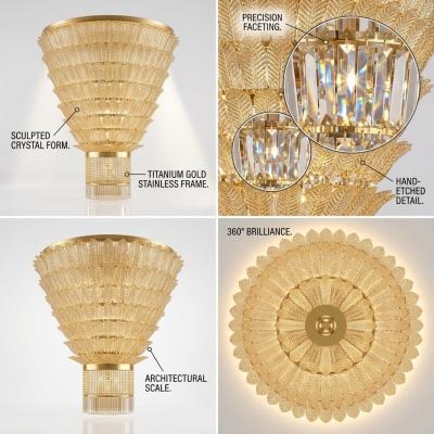 China Titanium Gold Water Droplet Chandelier High End Crystal Pendant Light 220V Three Color No Stroboscopic 5-35m2 for sale