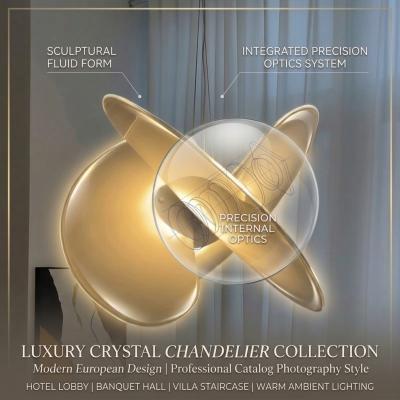 China High Ceiling Crystal Ribbon Pendant Light Tailor Made European Chandelier 220V-240V LED Anti Dizziness 10-20m2 for sale