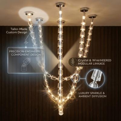 China Large Foyer Crystal Ribbon Pendant Lights European Custom Chandelier LED 220V-240V 100W-300W Brushed Hanging for sale