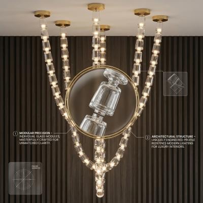 China Non-standard Metal Base Maple Leaf Chandelier 4000K Glass Pendant Light For Cafe Restaurant Exhibition Hall for sale