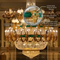 China High End Extra Large Chandelier 24K Golden Copper Malachite Pendant Light For Living Room Dining Room for sale