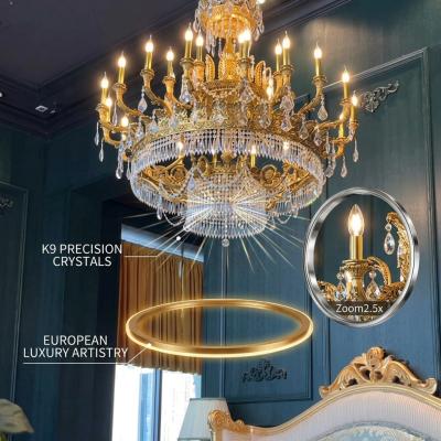 China European Style Crystal Candle Chandelier K9 E14 LED Pendant For Villa Loft Dining Room for sale