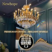 China LED E14 Crystal Candle Chandelier K9 Pendant Light For Hotel Villa Living Room Bedroom Porch for sale