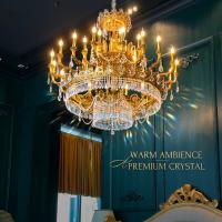 China Gold Frame Crystal Candlestick Chandelier 60W E14 LED Light For Exclusive Club Historical Hall for sale