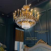 China Custom Crystal Candlestick Chandelier Gold Frame E14 LED Light For Museum Historical Building for sale