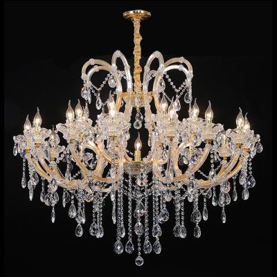 China Transparent Crystal Candlestick Chandelier Gold Metal Frame E14 for Historic Buildings for sale
