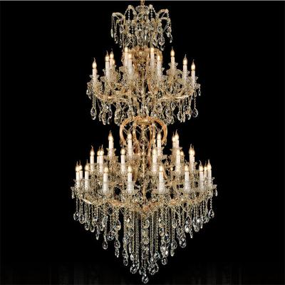 China Electroplated Crystal Candle Chandelier K9 E14 LED Pendant For Hotel Villa Dining Room for sale