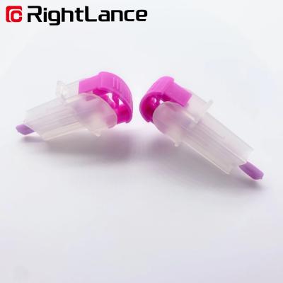 China 30g 1.5mm Glucose Meter Parts Single Use Lancets Disposable Purple Transparent for sale