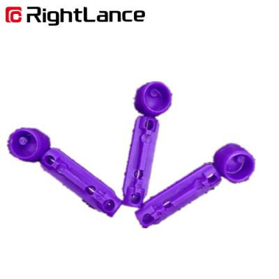 China Disposable Stainless Steel Twist Blood Lancets 28 Gauge Purple for sale