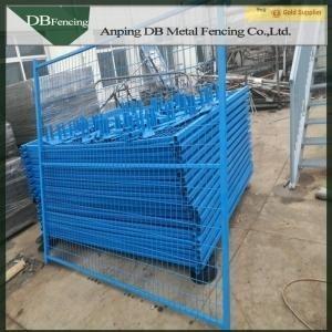 China Blue 6ft Removable Powder Coated Canada Temporary Construction Fence Panels With Steel Brackets for sale