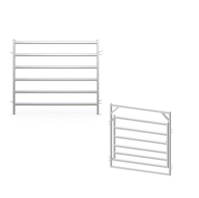 China White Steel Tube Cattle Pen Panels With Fully Welding Horse Yard Swing Gates for sale