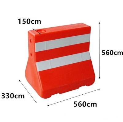 China Red Water Road Barrier , Water Filled Bollards 560*140*350*560mm 3kgs Weight for sale