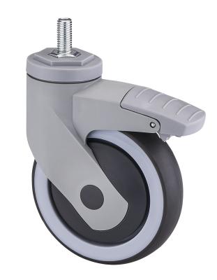 China Dajin Medical Caster Wheels 125mm 5 Inch Threaded Stem with 100kg Load Capacity and M12×25mm Thread for sale