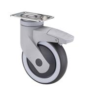 China Dajin Medical Caster Wheels 125mm 5 Inch Threaded Stem with 100kg Load Capacity and M12×25mm Thread for sale