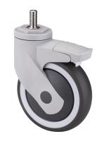 China Dajin Medical Caster Wheels 125mm 5 Inch Threaded Stem with 100kg Load Capacity and M12×25mm Thread for sale