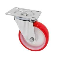 China 5 Inch 125mm Red White PU Industrial Caster Wheels with 80-1000kg Load Capacity and Roller Bearings for sale