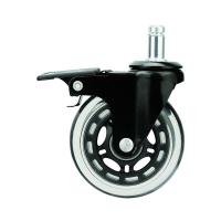 China Dajin 3 Inch 75mm Transparent PU Casters with 11×22mm Solid Stem for Hardwood Floors and Carpets for sale