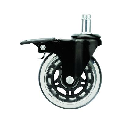 China Dajin 3 Inch 75mm Transparent PU Casters with 11×22mm Solid Stem for Hardwood Floors and Carpets for sale