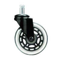 China Dajin 3 Inch 75mm Transparent PU Casters with 11×22mm Solid Stem for Hardwood Floors and Carpets for sale