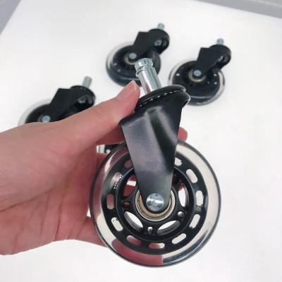 China 3 Inch Single Double Ball Bearings Office Chair Caster Clear PU Wheel Furniture Caster for sale