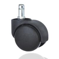 China 50mm Black Nylon Twin Wheel Casters with 30kg Load Capacity and Universal Mounting Options for sale