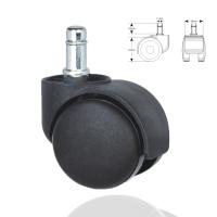 China 50mm Black Nylon Twin Wheel Casters with 30kg Load Capacity and Universal Mounting Options for sale