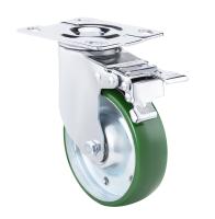 China Industrial Steel Caster Wheels with Polyurethane Tread - 100-150mm Diameter, 200-300kg Load Capacity for sale
