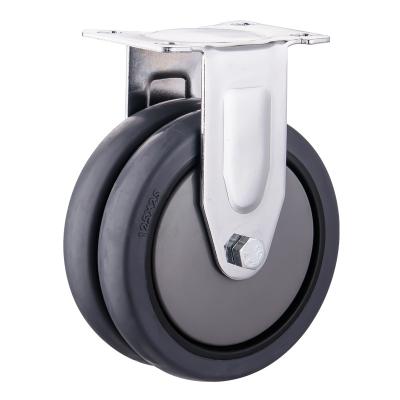 China TPR Industrial Twin Wheel Casters 75mm 100mm 125mm with 100-130kg Load Capacity and M12×30mm Thread for sale