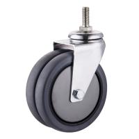 China TPR Industrial Twin Wheel Casters 75mm 100mm 125mm with 100-130kg Load Capacity and M12×30mm Thread for sale
