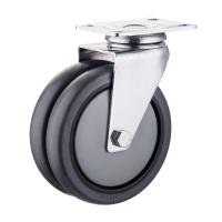 China TPR Industrial Twin Wheel Casters 75mm 100mm 125mm with 100-130kg Load Capacity and M12×30mm Thread for sale