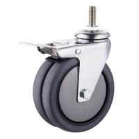 China TPR Industrial Twin Wheel Casters 75mm 100mm 125mm with 100-130kg Load Capacity and M12×30mm Thread for sale