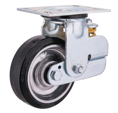 China Aluminum Core Rubber Spring Loaded Castor Wheels 150mm 200mm Diameter 50mm Tread 430kg Capacity for sale