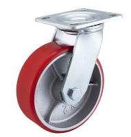China 50mm Heavy Duty Cast Iron Core PU Industrial Caster Wheel - 260-400kg Load Capacity, Double Ball Bearings for sale