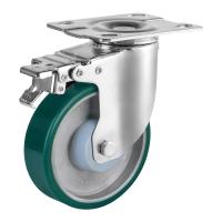 China Aluminum Polyurethane Caster Wheels with Double Ball Bearings - 100mm/125mm Size Options, 200-230kg Load Capacity for sale