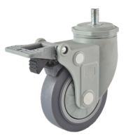 China Plastic Yoke TPR Medical Casters 75-125mm Wheel Diameter with 32mm Tread Width and 100-130kg Load Capacity for sale