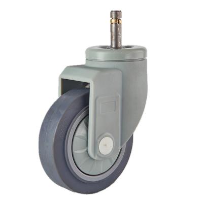 China Plastic Yoke TPR Medical Casters 75-125mm Wheel Diameter with 32mm Tread Width and 100-130kg Load Capacity for sale