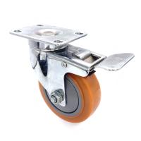 China Medium Duty Polyurethane Industrial Casters with 32mm Wheel Width and 100-150kg Load Capacity for sale