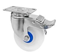 China 304 Stainless Steel White PA Casters 75-125mm Wheel Diameter 150-200KG Load Capacity for Industrial Equipment for sale