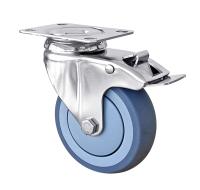 China 304 Stainless Steel Blue TPR Caster Wheels 75-125mm Medium Duty 100-150kg Load Capacity for sale