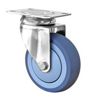 China 304 Stainless Steel Blue TPR Caster Wheels 75-125mm Medium Duty 100-150kg Load Capacity for sale