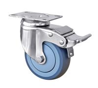 China 304 Stainless Steel Blue TPR Caster Wheels 75-125mm Medium Duty 100-150kg Load Capacity for sale