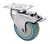 China Medium Duty 304 Stainless Steel PU Casters 75mm 100mm 125mm with 80-125kg Load Capacity for sale