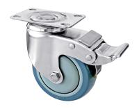 China Medium Duty 304 Stainless Steel PU Casters 75mm 100mm 125mm with 80-125kg Load Capacity for sale