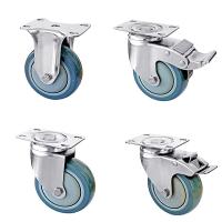 China Medium Duty 304 Stainless Steel PU Casters 75mm 100mm 125mm with 80-125kg Load Capacity for sale