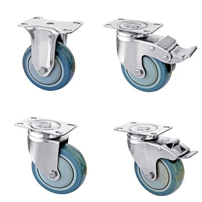 China Medium Duty 304 Stainless Steel PU Casters 75mm 100mm 125mm with 80-125kg Load Capacity for sale