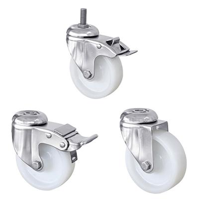 China 304 Stainless Steel PA Caster Wheels 75mm 100mm 125mm Medium Duty 100-150kg Load Capacity for sale