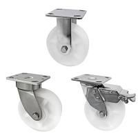 China 304 Stainless Steel Heavy Duty Caster Wheels with White PA Tread - 400-600KG Load Capacity, 100-200mm Diameter for sale