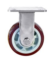 China Heavy Duty 304 Stainless Steel Red PU Casters 100-200mm Wheel 290-500kg Load Capacity for sale