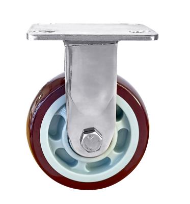 China Heavy Duty 304 Stainless Steel Red PU Casters 100-200mm Wheel 290-500kg Load Capacity for sale